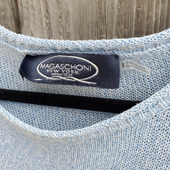 Magaschoni | Tops | Magaschoni Light Blue Knit Slouchy Top | Poshmark
